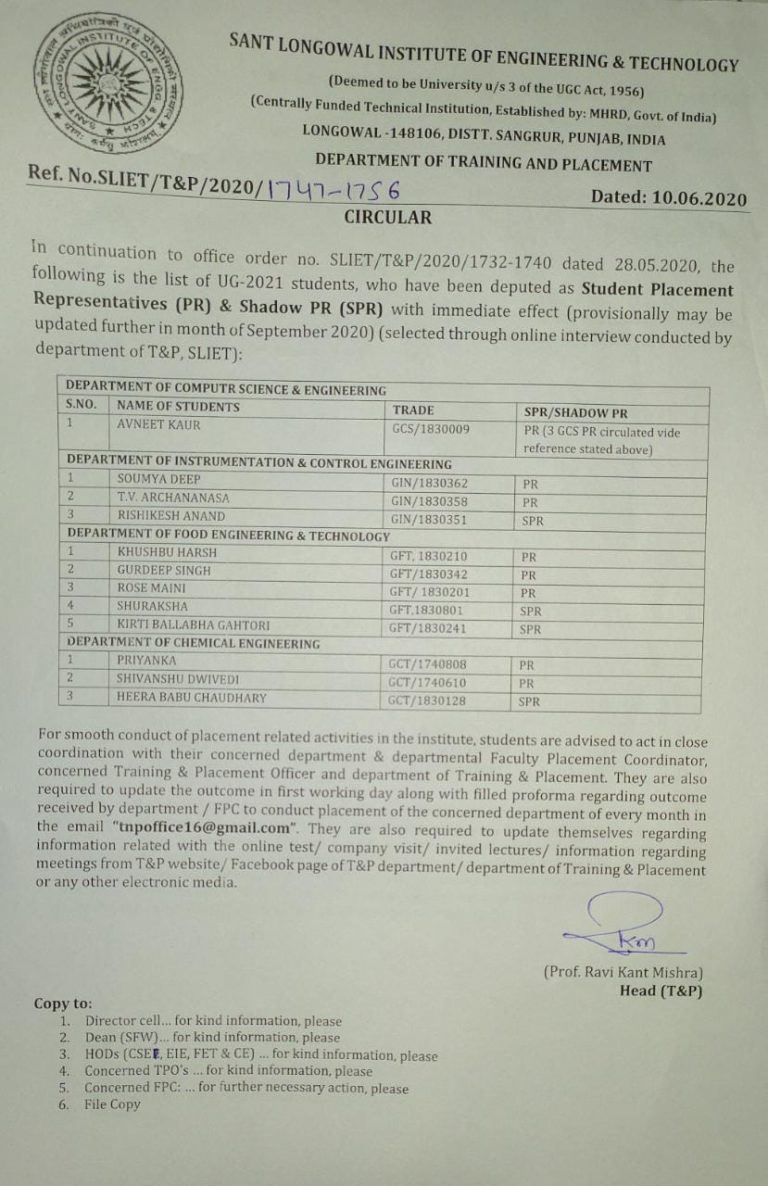 Training & Placement | Notices